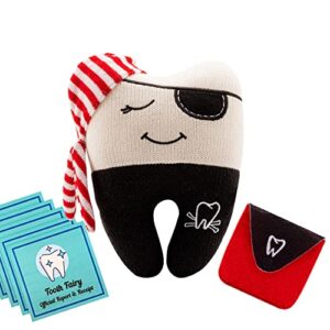 pirate tooth fairy pillow - our tooth fairy pillows are for boys and girls - this tooth fairy kit includes 5 notecards and a keepsake pouch - super cute pirate tooth fairy gifts for boys and girls