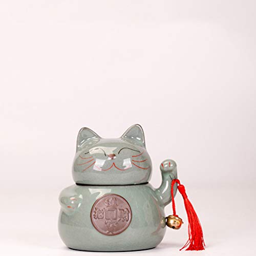 FOMIYES Ceramic Tea Jar Storage Jars Maneki Shaped Porcelain Tea Tin Tea Canister Storage Can with Lids Jewlry Dish Tray Lucky Cat Figurine for Cosmetic Makeup Spice Loose Tea