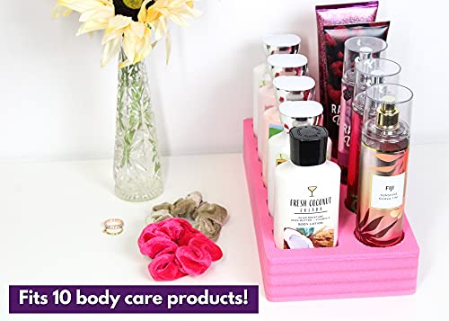 Polar Whale Lotion and Body Spray Stand Organizer Tray Pink Durable Foam Washable Waterproof Insert for Home Bathroom Bedroom Office 12 x 6 x 2 Inches 10 Slots