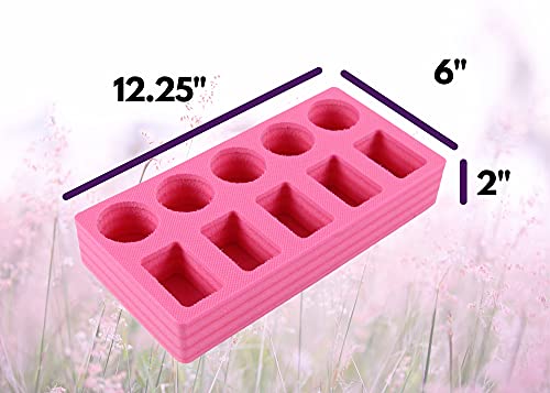 Polar Whale Lotion and Body Spray Stand Organizer Tray Pink Durable Foam Washable Waterproof Insert for Home Bathroom Bedroom Office 12 x 6 x 2 Inches 10 Slots