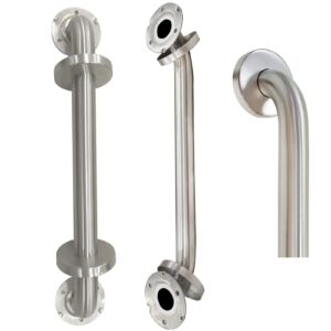 18 inch shower grab bar 2 pack brushed nickel sus304 safety bathroom grab bars with concealed screws, 500lbs support assist bath handle balance bar for handicap elderly pregnant