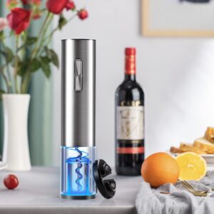 Electric Wine Bottle Opener Set with Foil Cutter Vacuum Stopper Wine Aerator Pourer and manual vacuum pump, 5 in 1 Automatic Wine Opener Gift Set for Wine Lover