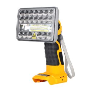 hipoke 18w dewalt light powered by dewalt 20v max lithium-ion batteries, 2000lm flashlight spotlight with usb port, led work light 110 degree pivoting head zinc alloy…