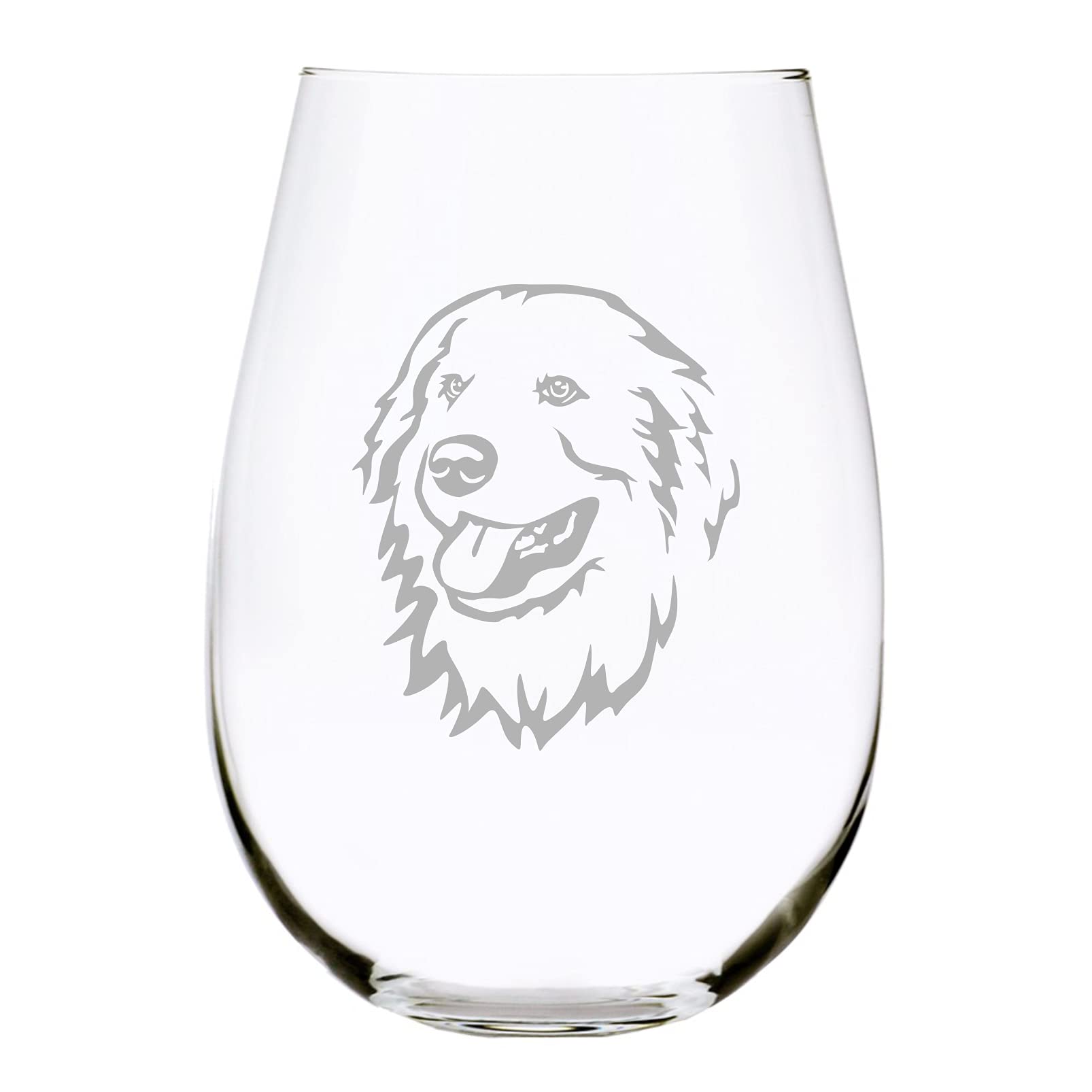 Great Pyrenees themed, dog stemless wine glass, 17 oz.