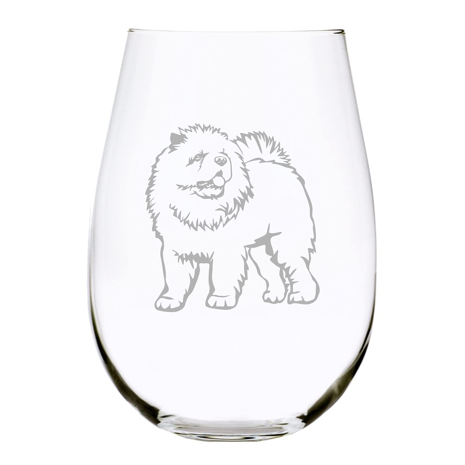 Chow Chow themed, dog stemless wine glass, 17 oz.