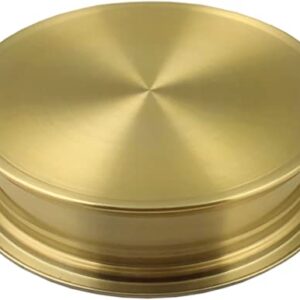 Communion Ware 2 Holy Wine Serving Trays with A Lid & 2 Stacking Bread Plates with A Lid + 80 Cups - Stainless Steel (Brass/Gold)