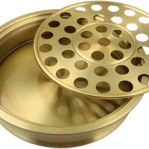 Communion Ware 2 Holy Wine Serving Trays with A Lid & 2 Stacking Bread Plates with A Lid + 80 Cups - Stainless Steel (Brass/Gold)