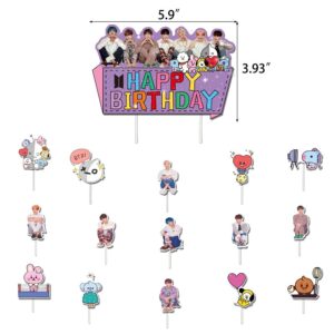 BTS Birthday Party Supplies,BTS Happy Birthday Banner Cake Topper Party Balloons for Kids Birthday Party Favor Decorations