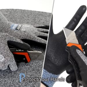 DEX FIT A5 Precision Cut Resistant Gloves Cru553 Thin, Firm Grip, 3D-Comfort Fit, Lightweight & Durable, Touchscreen Compatible for Precision Assembly; Grey L (9) 1 Pair