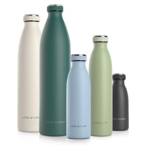 lars nysØm stainless steel insulated water bottle 12oz 17oz 25oz 34oz 51oz | bpa-free insulated thermo flask for hot and cold beverages | leakproof drinking bottle (baby blue, 17oz)