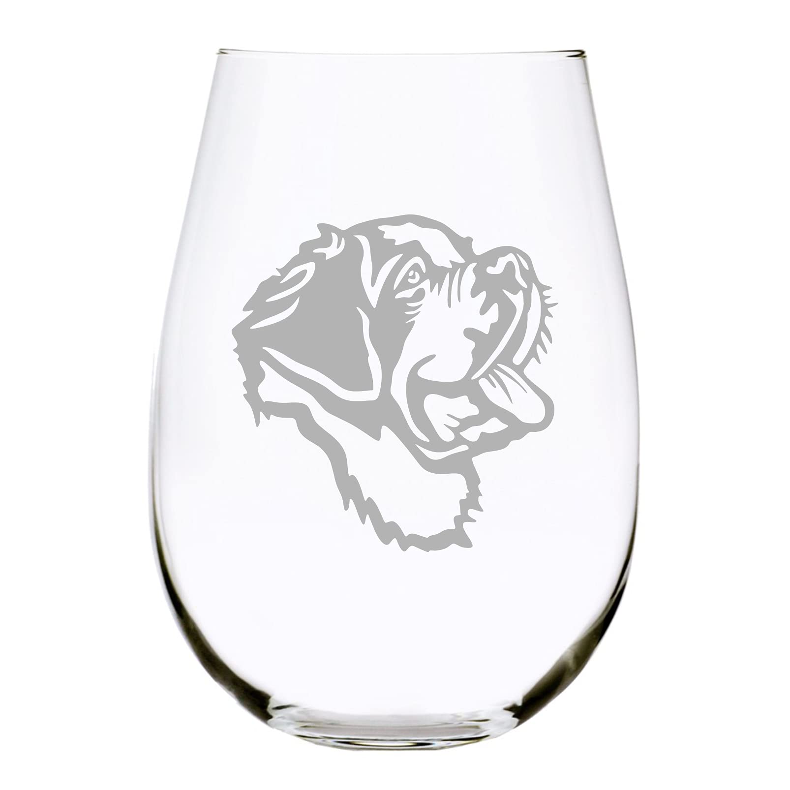 Saint Bernard themed, dog stemless wine glass, 17 oz.