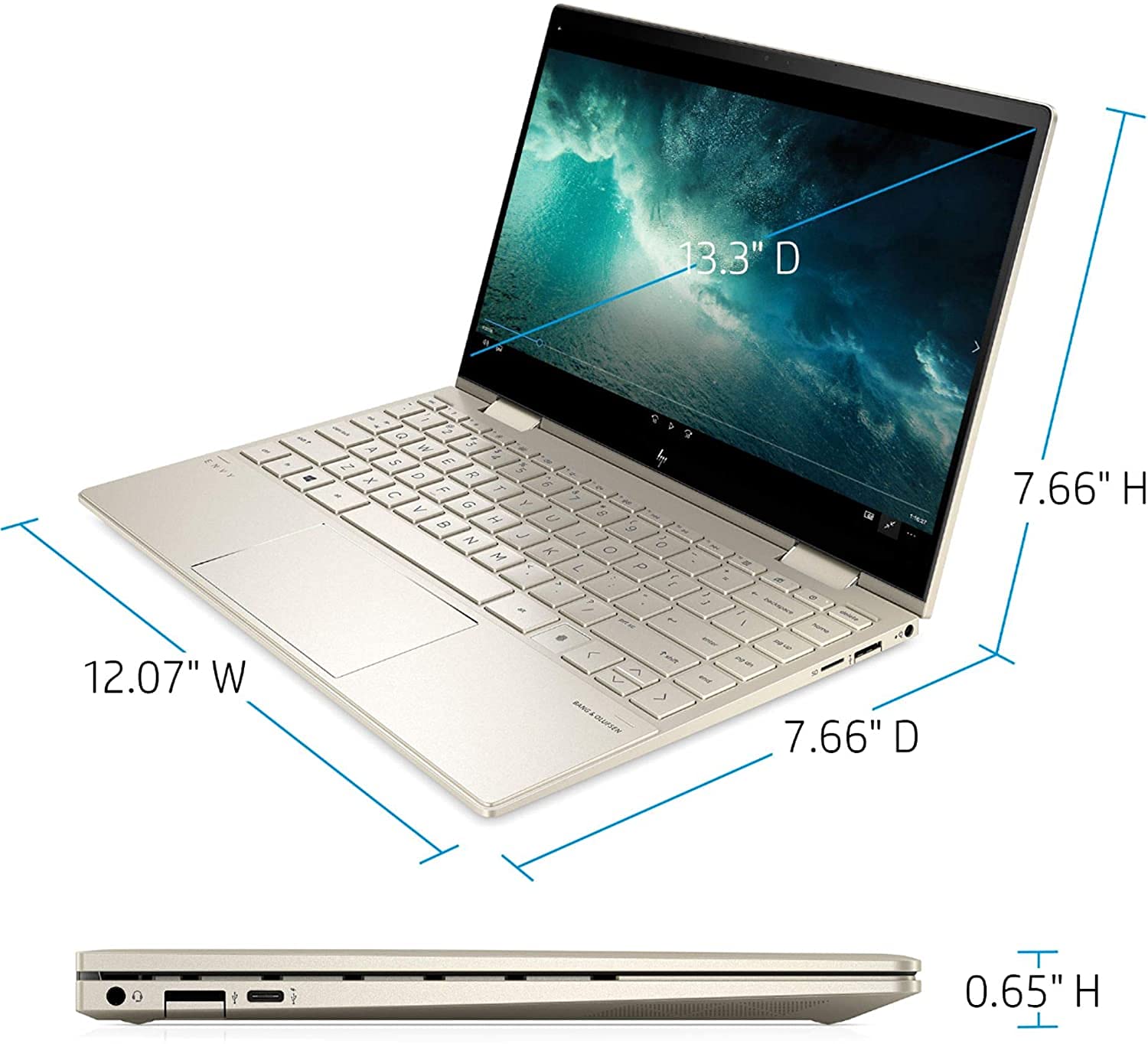 HP 2020 Envy x360 2-in-1 13.3" FHD IPS Touchscreen Laptop Intel Evo Platform 11th Gen Core i7-1165G7 8GB Memory 1024GB SSD Pale Gold - Backlit Keyboard -Fingerprint Reader -Thunderbolt - WiFi 6