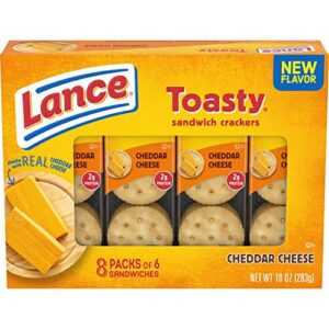 lance sandwich crackers, toasty cheddar, 8 individually wrapped packs, 6 sandwiches each