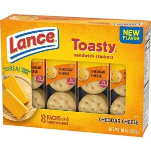 Lance Sandwich Crackers, Toasty Cheddar, 8 Individually Wrapped Packs, 6 Sandwiches Each