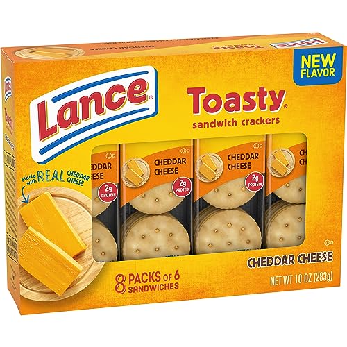 Lance Sandwich Crackers, Toasty Cheddar, 8 Individually Wrapped Packs, 6 Sandwiches Each