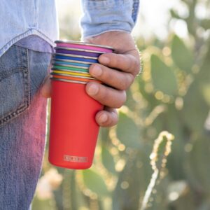 Real Deal Steel Rainbow Cups 16 oz Pint Cups, Stackable Tumblers, Eco Friendly Premium Metal Drinking Glasses