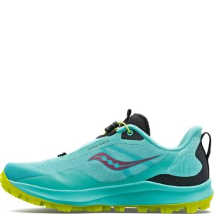 saucony womens peregrine 12 st trail running shoe, cool mint/acid, 8