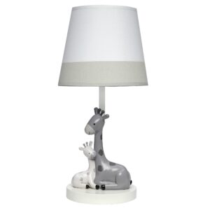 lambs & ivy jungle friends white/gray giraffe nursery lamp with shade & bulb