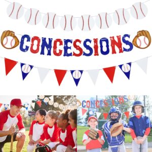 3 pieces baseball garland baseball banner glitter concessions banner baseball triangle bunting pennant flag sports themed baseball decorations for party favors baseball birthday party supplies