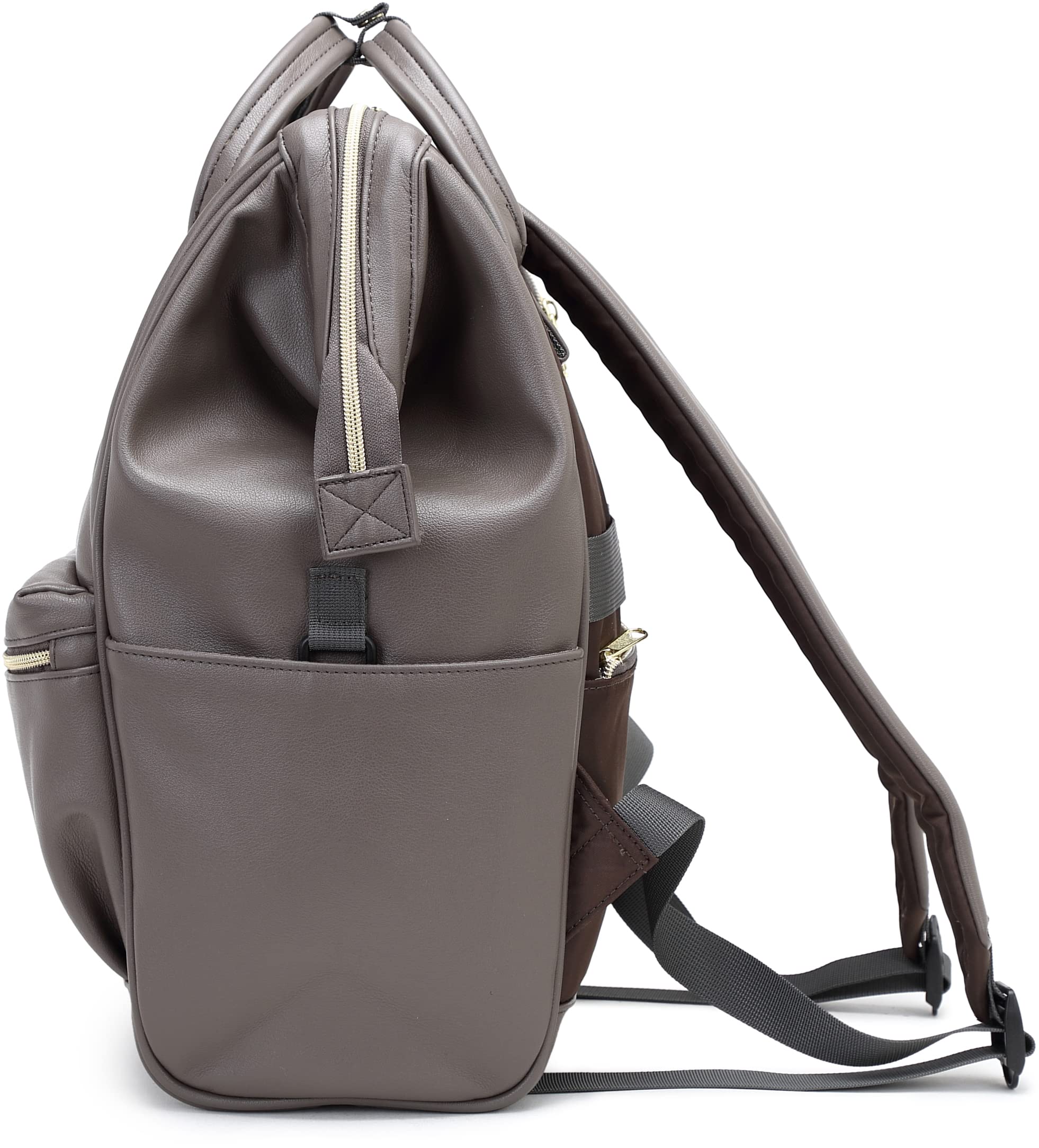 Kah&Kee Leather Backpack Diaper Bag Laptop Travel Doctor Teacher Bag For Women Man (Grey II)