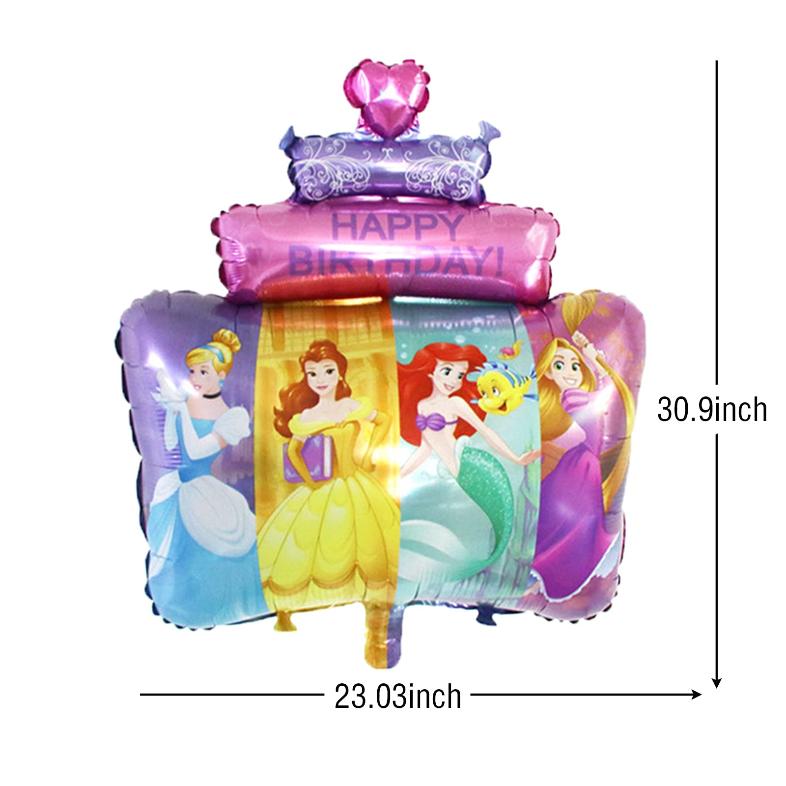 HTRY 5PCS Disney Princess Foil Balloons For Kids Birthday Baby Shower Princess Themed Party Decorations