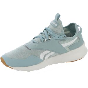 reebok women's spark run sneaker, seaside grey/chalk/silver metallic, 8