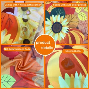 7x5ft Happy Thanksgiving Fabric Fall Photography Backdrop Autumn Leaves Pumpkin Turkey Sunflower Large Size Background for Fall Party Supplies Farm Harvest Event Banner Decoration Photo Booth Props