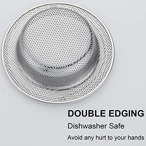 LASSHSWA Kitchen Sink Strainer Stainless Steel, Kitchen Sink Drain Strainer with Handle, Sink Strainers with Large Wide Rim 4.5" Diameter for Kitchen Sinks (2PCS)