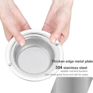 LASSHSWA Kitchen Sink Strainer Stainless Steel, Kitchen Sink Drain Strainer with Handle, Sink Strainers with Large Wide Rim 4.5" Diameter for Kitchen Sinks (2PCS)