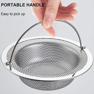 LASSHSWA Kitchen Sink Strainer Stainless Steel, Kitchen Sink Drain Strainer with Handle, Sink Strainers with Large Wide Rim 4.5" Diameter for Kitchen Sinks (2PCS)