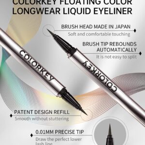 COLORKEY Floating Color 24 Hours Longwear Waterproof Liquid Eyeliner, Sweat Resistant, Waterproof and Smudgeproof Eye Liners Eyeliner Pencil (N01 Black)