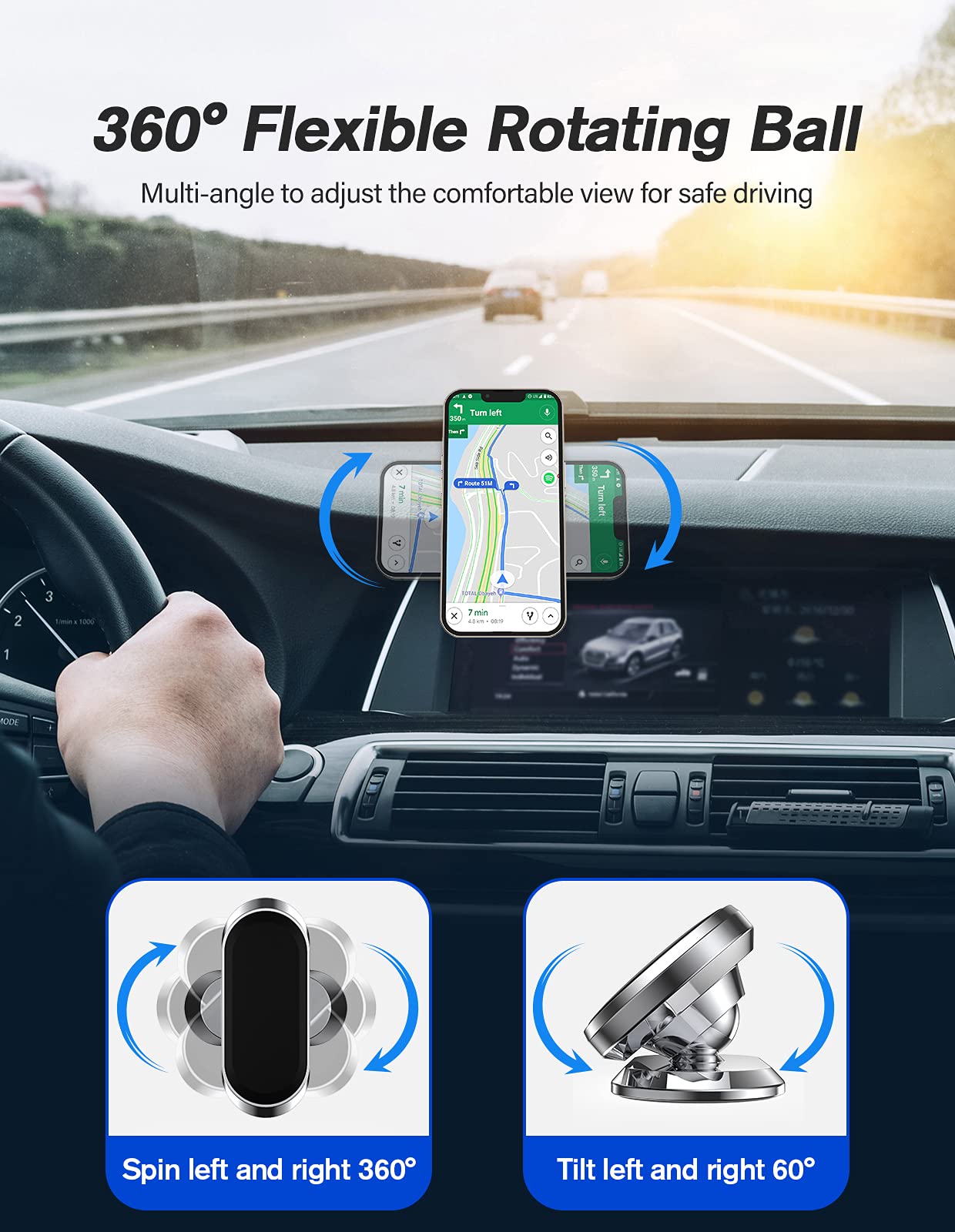 odbowuge [2 Pack Magnetic Phone Holder for Car[Upgrade Magnet] Phone Mount for Car,Car Phone Holder Mount 360 Adjustable, Dashboard Car Mount Fits Samsung iPhone etc All Smartphones