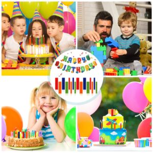 32 Pieces Building Blocks Birthday Supplies Building Block Candles Decorations Block Party Centerpiece Banner Party Supplies Happy Birthday Banner Brick Themed Party Favors