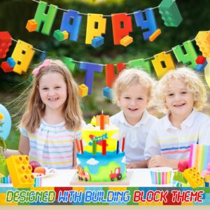 32 Pieces Building Blocks Birthday Supplies Building Block Candles Decorations Block Party Centerpiece Banner Party Supplies Happy Birthday Banner Brick Themed Party Favors