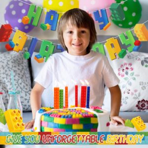 32 Pieces Building Blocks Birthday Supplies Building Block Candles Decorations Block Party Centerpiece Banner Party Supplies Happy Birthday Banner Brick Themed Party Favors