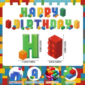 32 Pieces Building Blocks Birthday Supplies Building Block Candles Decorations Block Party Centerpiece Banner Party Supplies Happy Birthday Banner Brick Themed Party Favors