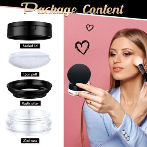 2 Pieces Loose Powder Container with Puff 0.17/0.7 oz Reusable Plastic Empty Powder Case Portable DIY Empty Makeup Powder Container Loose Powder Compact Case with Mirror and Elasticated Net Sifter