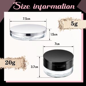 2 Pieces Loose Powder Container with Puff 0.17/0.7 oz Reusable Plastic Empty Powder Case Portable DIY Empty Makeup Powder Container Loose Powder Compact Case with Mirror and Elasticated Net Sifter