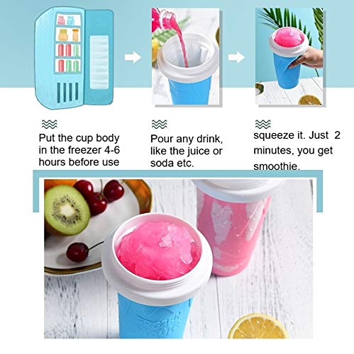 Tikapo® Slushy Maker Cup Tik Tok Stuff Slushie Maker Cup Slushie Ice Cream Maker Machine Frozen Magic Double Layers Slushie Squeeze Cup - Blue