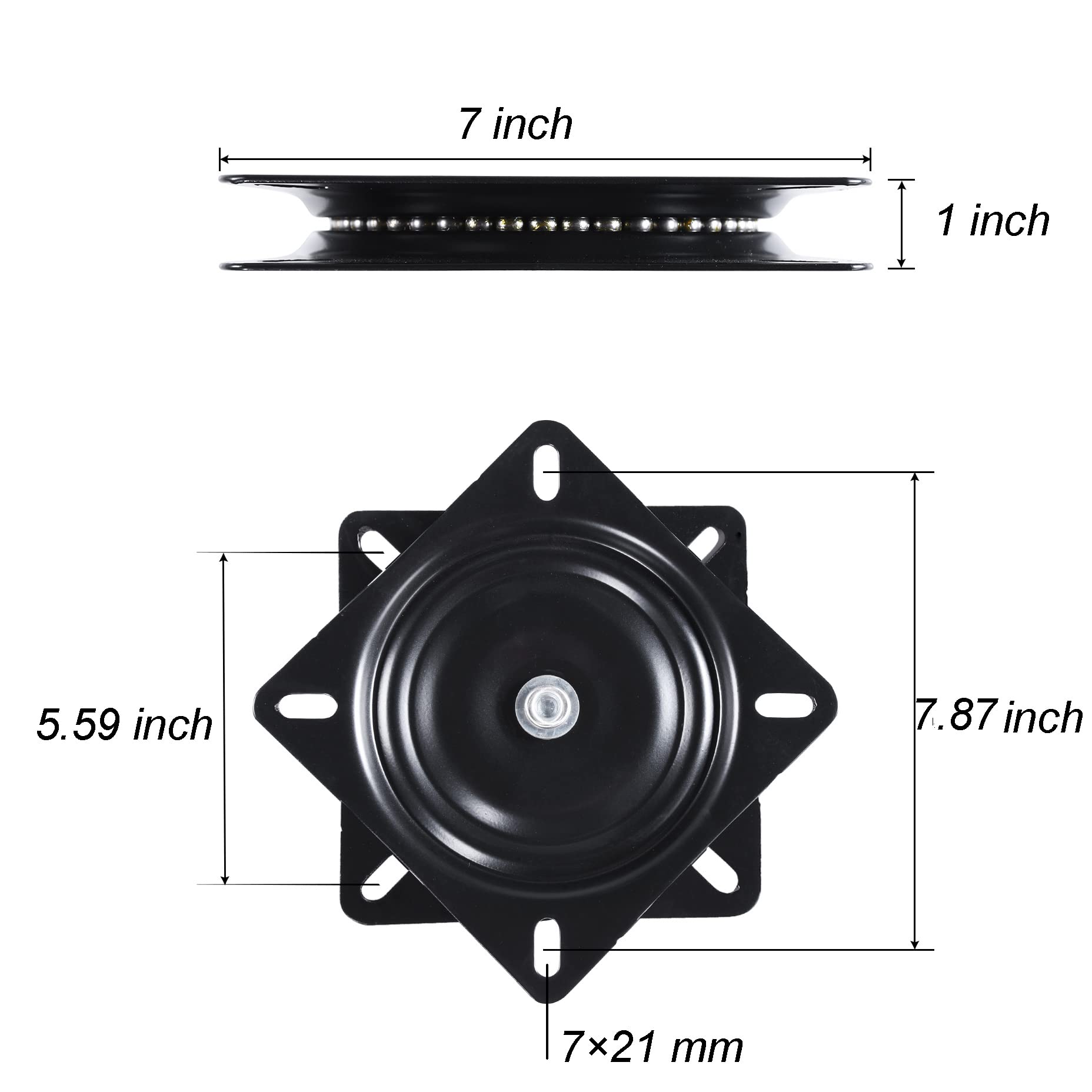 Frassie 2 Pack 7 Inch Bar Stool Swivel Plate Replacement,360 Degree Swivel Square Turntable for Recliner Chair