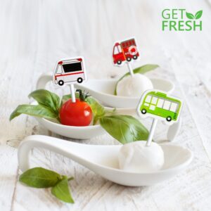 GET FRESH Vehicle Food Picks for Kids – 18-pcs Transport Vehicle Food Bento Picks Lunch Box Decoration for Kids and Toddlers – Automobile Bento Deco Children Toothpicks Set – Cars Party Food Picks Set