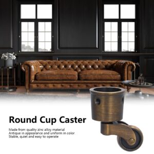 Garosa Round Cup Caster Swivel Wheel Furniture Casters 360° Rotate Zinc Alloy Vintage Matt Silent Wheel for Piano Legs Sofas Booths Bookshelves Toy Boxes Storage Boxes