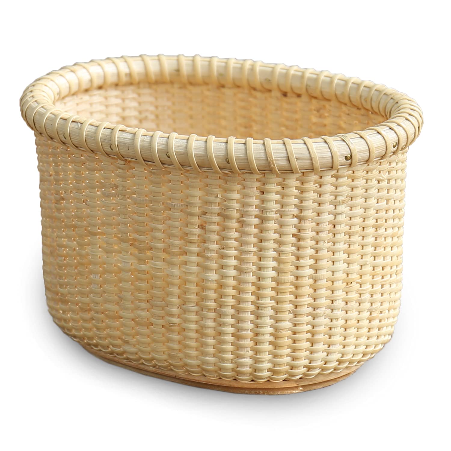 Teng Jin Nantucket Handicraft Basket Small Organizing Cane-on-cane weave oval storage Nautical Folk Art of the 19th Century