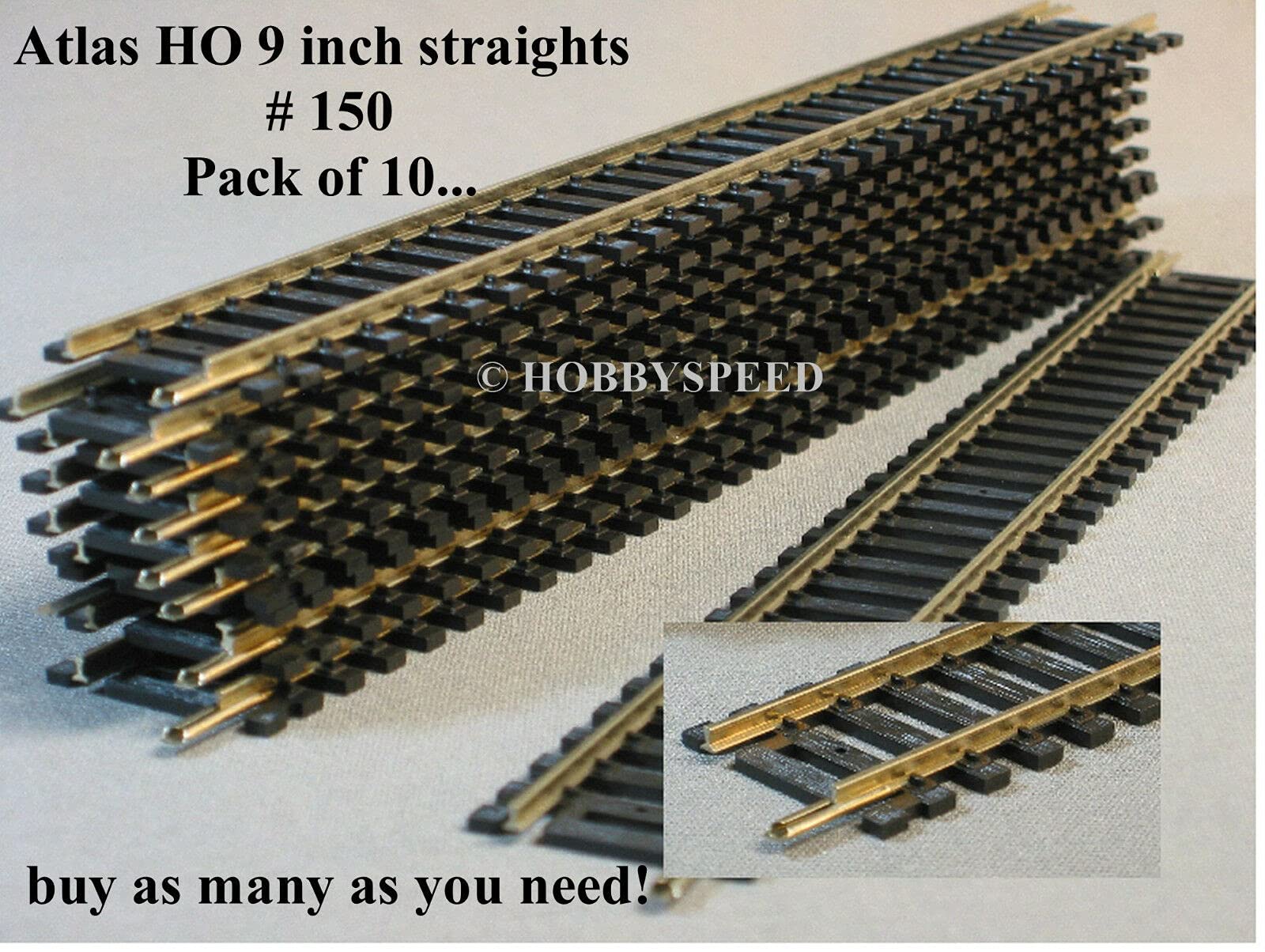 Lionell Atlas Code 100 9 inches Straight Track (10 Pack) HO Scale