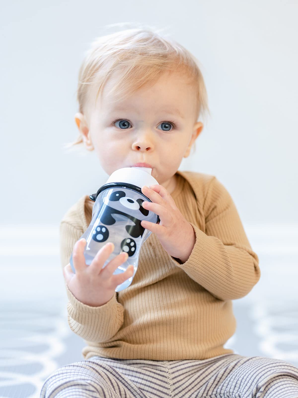 Lollaland Panda Bear, 9 ounce, 6 months Plus, Spill and Leak Proof, Bite Proof, Easy Grip, Hard Spout, BPA Free, Dishwasher Safe, Sippy Cup