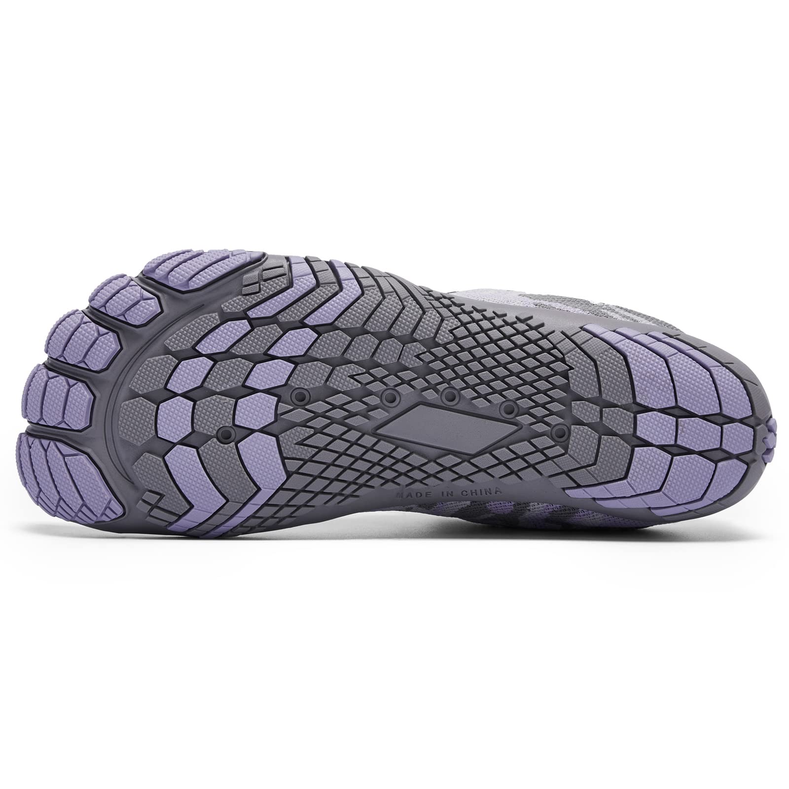 Racqua Outdoor Barefoot Hiking Walking Shoes Arch Support Zero Drop Trail Running Shoes Wide Toe Box Minimalist Sport Shoes for Women Grey/Violet 6