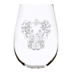 elephant (be1) stemless wine glass, 17 oz.