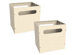 closetmaid 5437 collapsible mini storage bin with two handles, 2-pack, gray wicker, natural linen, 2 count