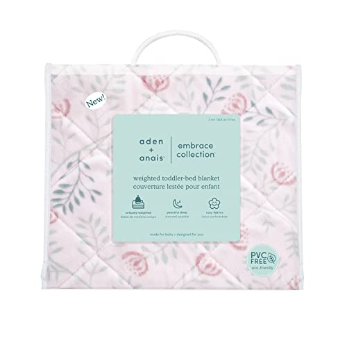 aden + anais Embrace Cozy Toddler-Bed Weighted Blanket for Kids – 2.65 Pounds 31” x 40” – Machine Washable – Sherpa Winter Blanket – Morris Vine