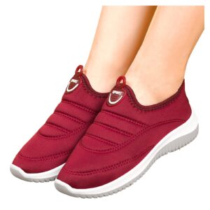 USYFAKGH Non Slip Shoes Women Platform Sneakers for Women Dance Shoes for Women Women's Leisure Breathable Mesh Outdoor Fitness Running Sport Warm Sneakers Shoes Red Wide 7.5